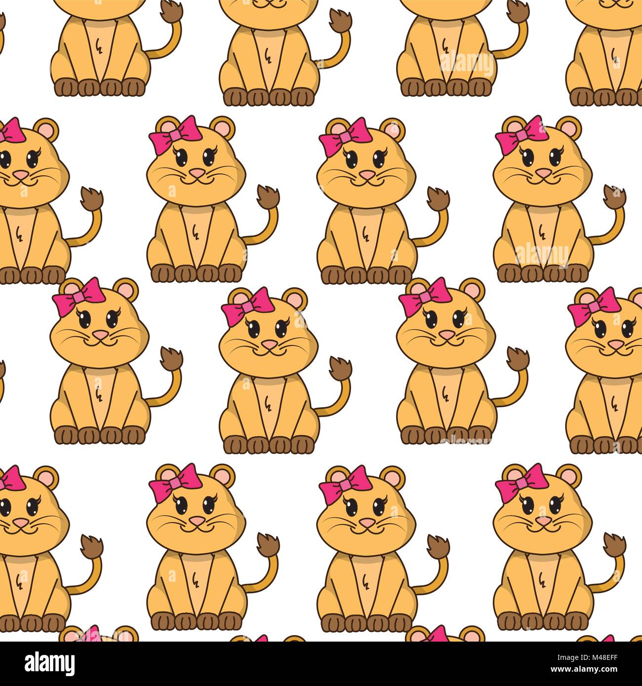 female lion cute animal with ribbon bow background Stock Vector Image ...