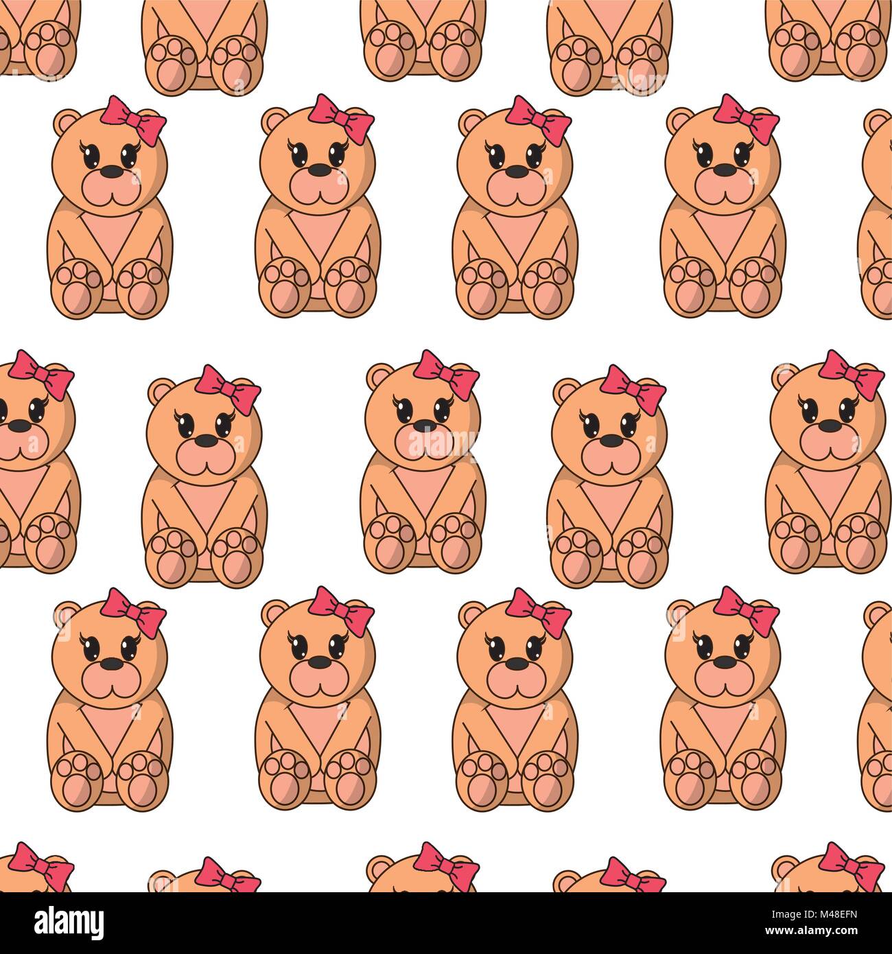 female bear cute animal with ribbon bow background Stock Vector Image ...