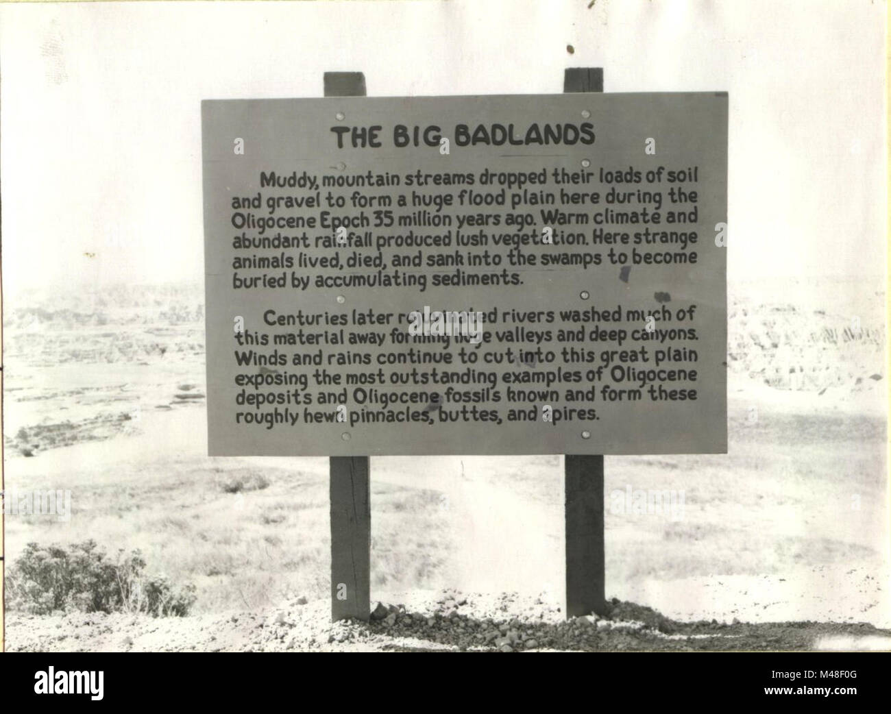 Badlands National Park, black and white historical photograph. County ...