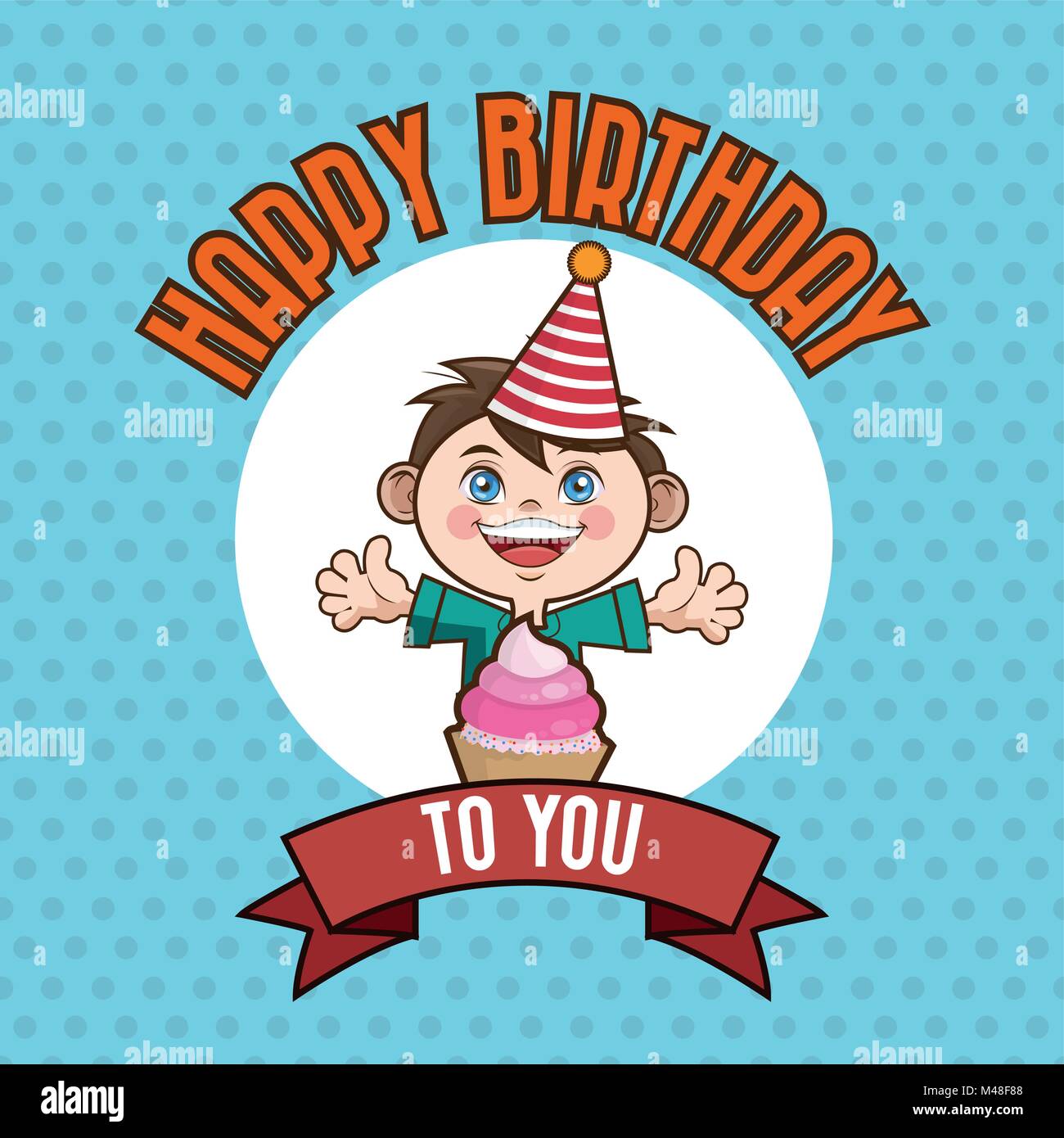 Kid happy birthday card cartoon Stock Vector Image & Art - Alamy
