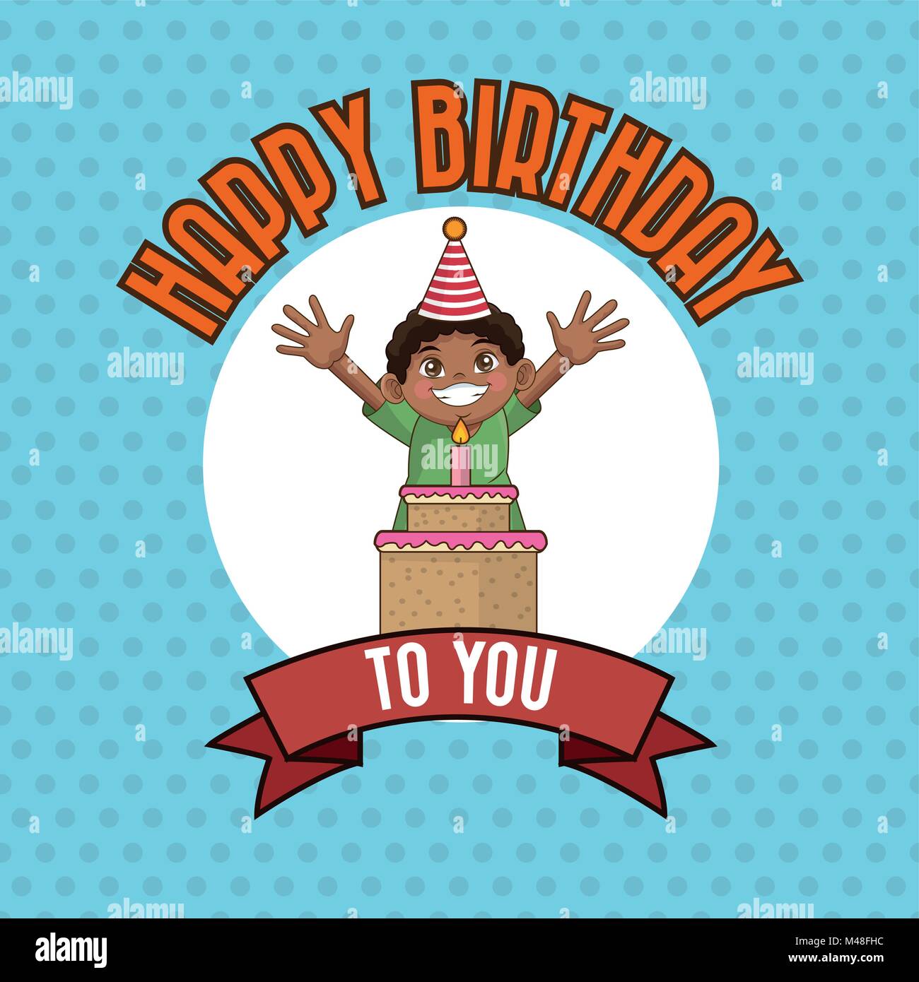 Kid happy birthday card cartoon Stock Vector Image & Art - Alamy