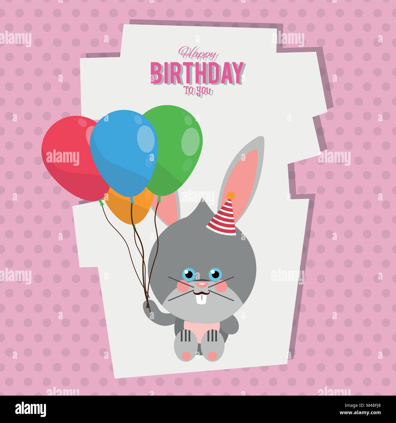 Happy birthday bunny cartoon card Stock Vector Image & Art - Alamy