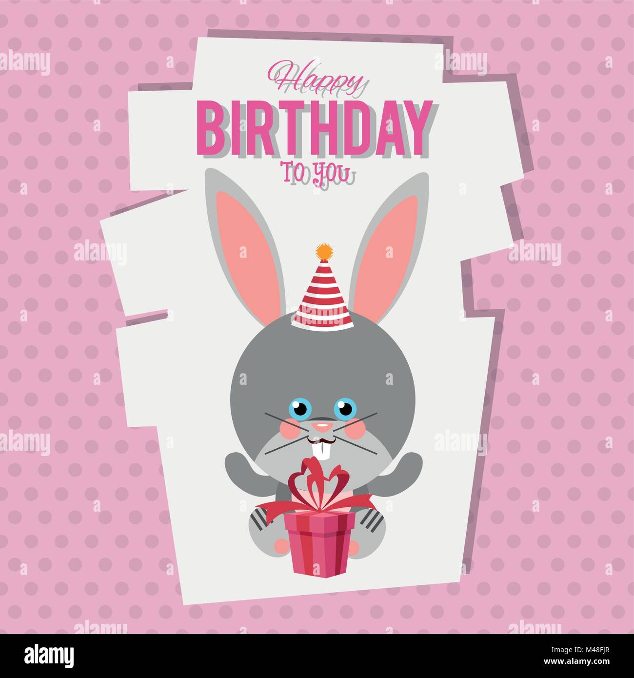 Happy birthday bunny cartoon card Stock Vector Image & Art - Alamy