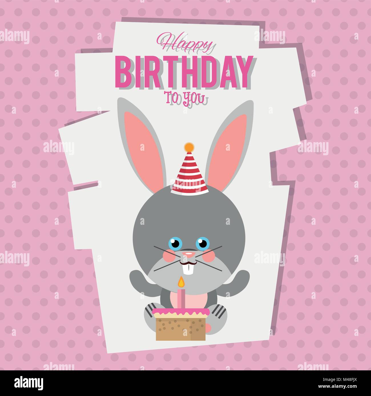 Happy birthday bunny cartoon card Stock Vector Image & Art - Alamy