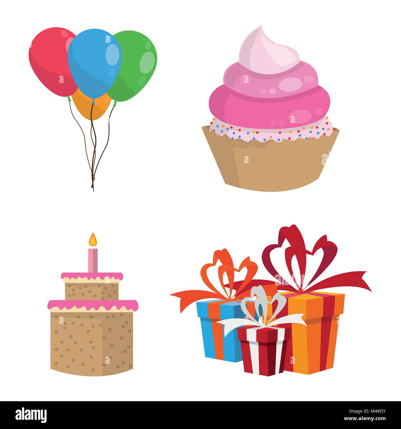 Birthday celebration icons lettering Stock Vector Images - Alamy