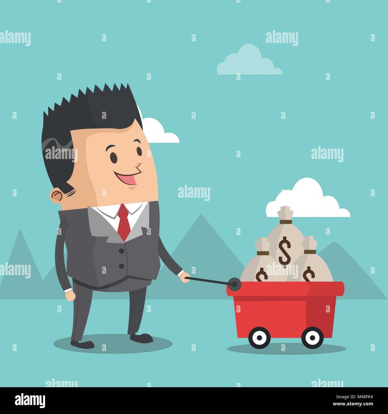 Person pushing cart on Stock Vector Images - Alamy