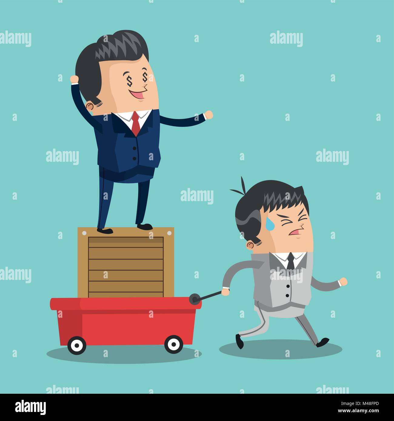Businessman pulling cart with teamwork Stock Vector Image & Art - Alamy