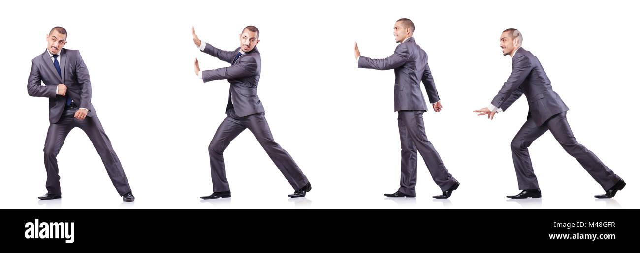 Businessman in various poses isolated on white Stock Photo - Alamy