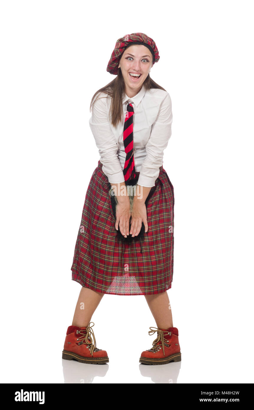 Scottish woman isolated on the white background Stock Photo - Alamy