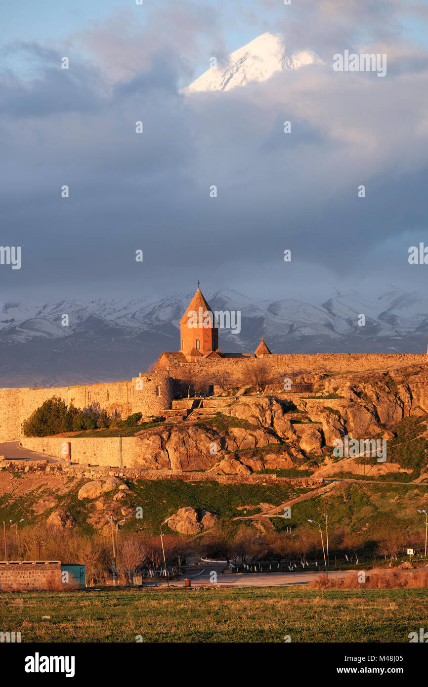 Ancient monastery in front of mountain Stock Photo - Alamy