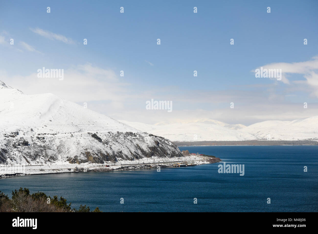 Lake Sevan in winter Stock Photo - Alamy