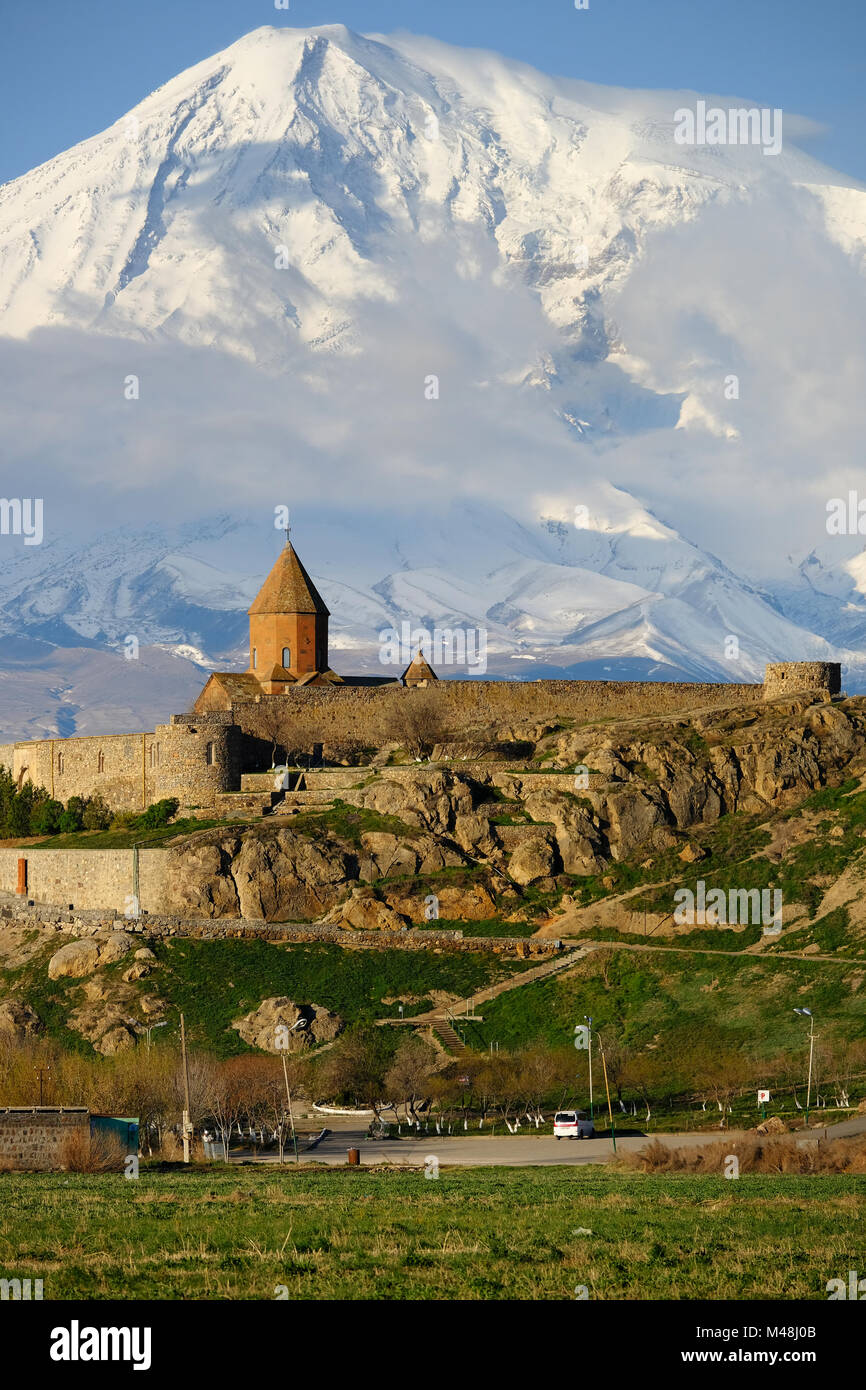 Ancient monastery in front of mountain Stock Photo - Alamy