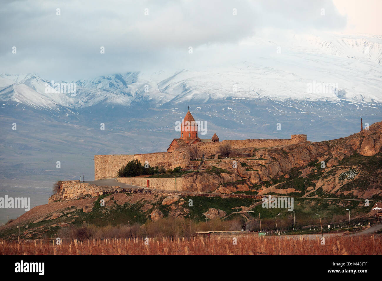 Ancient monastery in front of mountain Stock Photo - Alamy