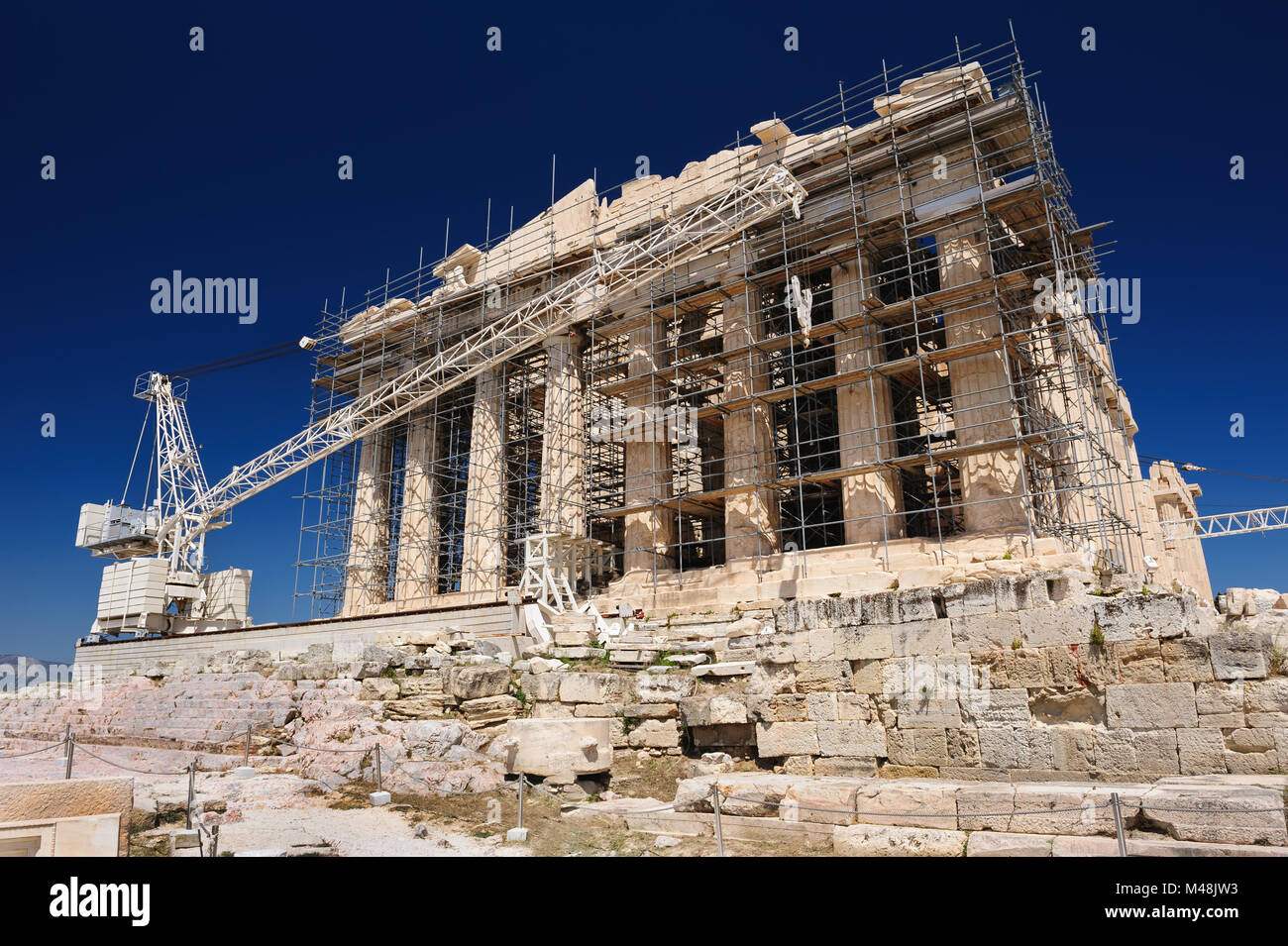 Reconstruction of Parthenon in Acropolis, Athens, Greece Stock Photo ...