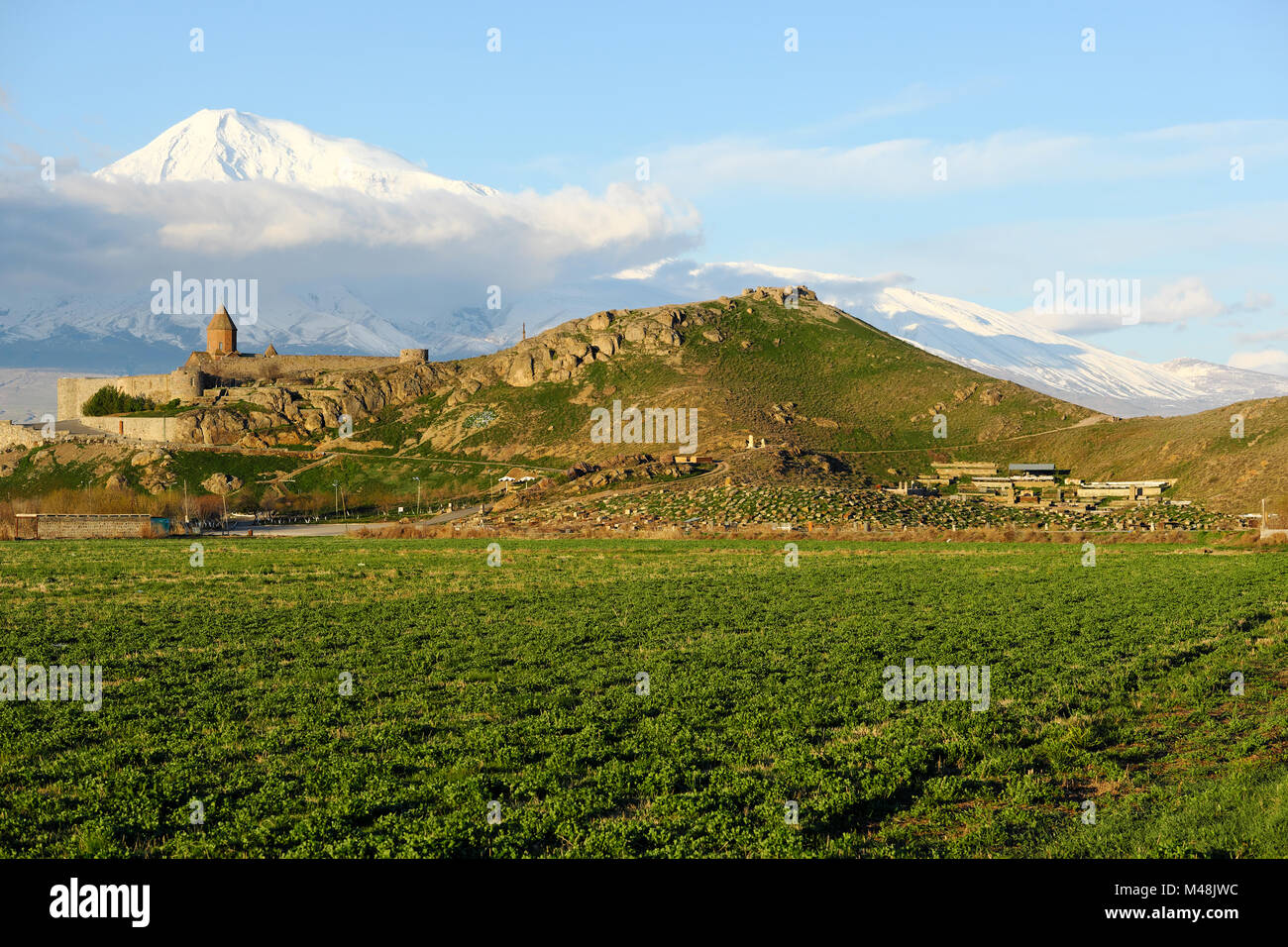 Ancient monastery in front of mountain Stock Photo - Alamy