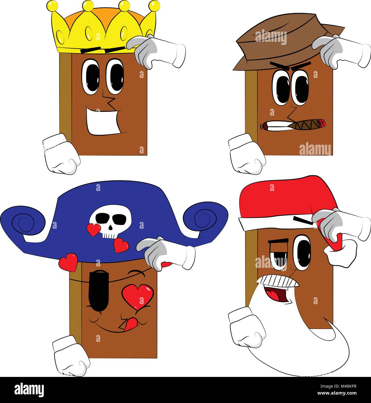 Books confused. Cartoon book collection with costume faces. Expressions ...