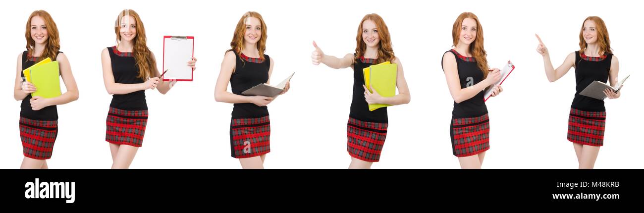 Young student in various poses isolated on white Stock Photo - Alamy