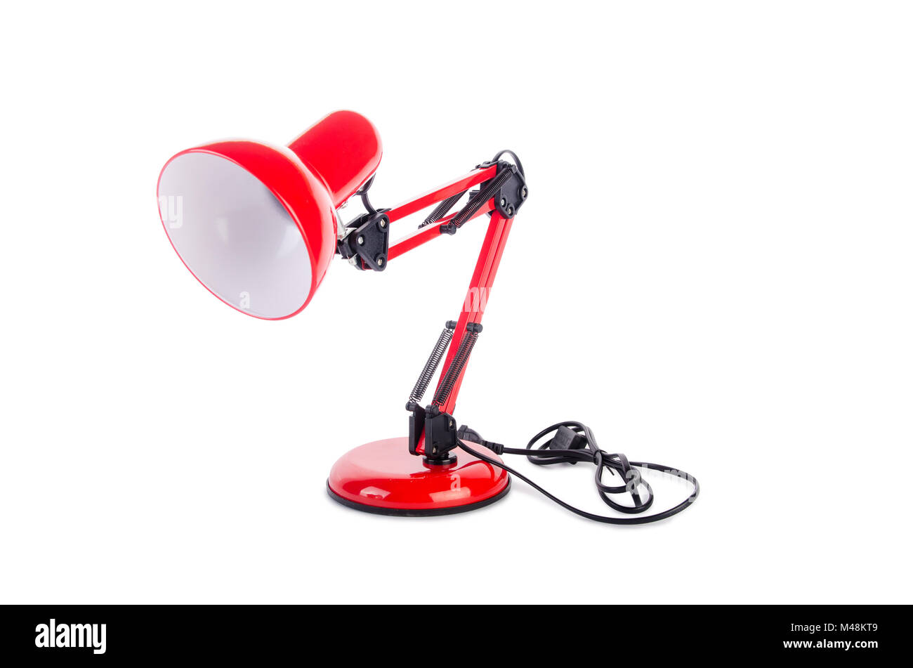 Red table top adjustable lamp isolated on white Stock Photo - Alamy