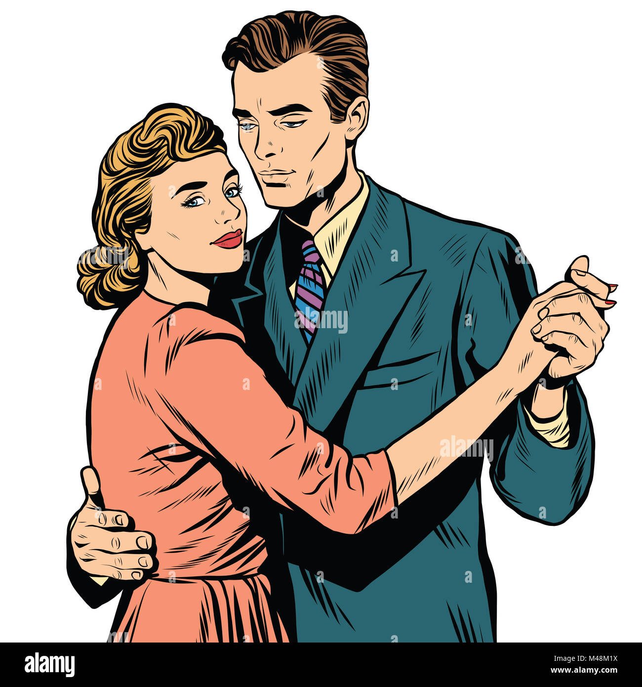 Retro man and woman dancing Stock Photo - Alamy