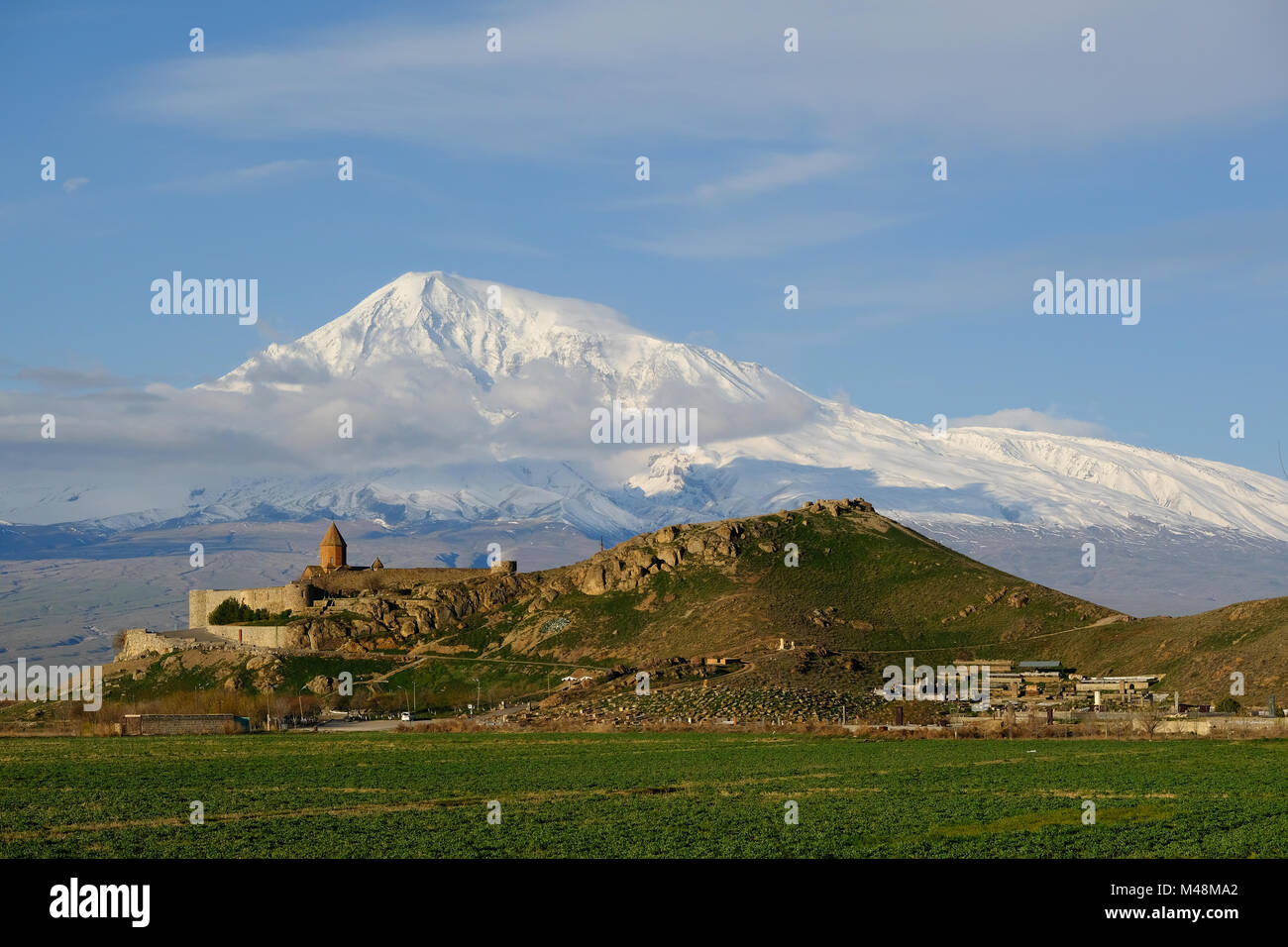 Ancient monastery in front of mountain Stock Photo - Alamy