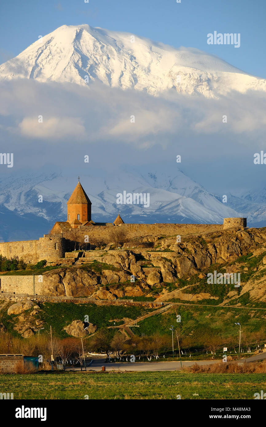 Ancient monastery in front of mountain Stock Photo - Alamy
