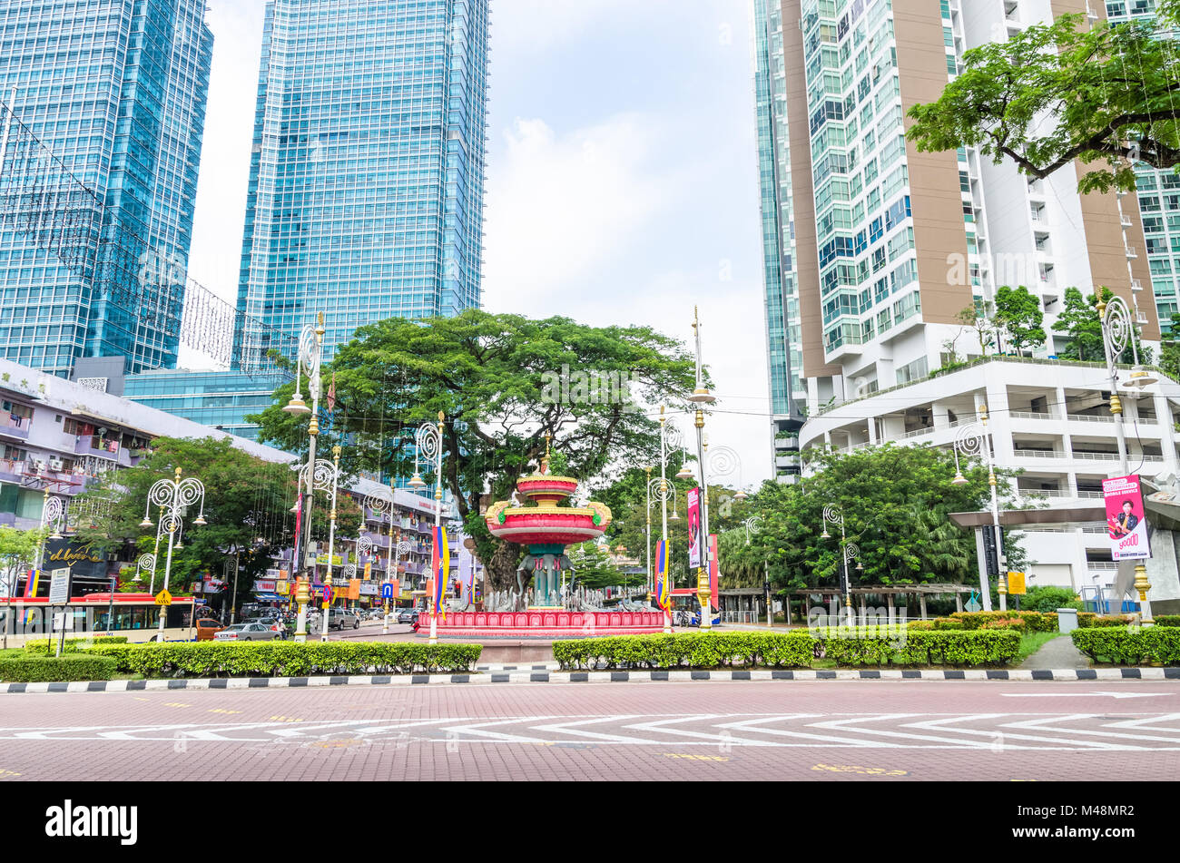 Kuala Lumpur, Malaysia - Feb 7,2017 : Brickfields Junction Fountain is ...