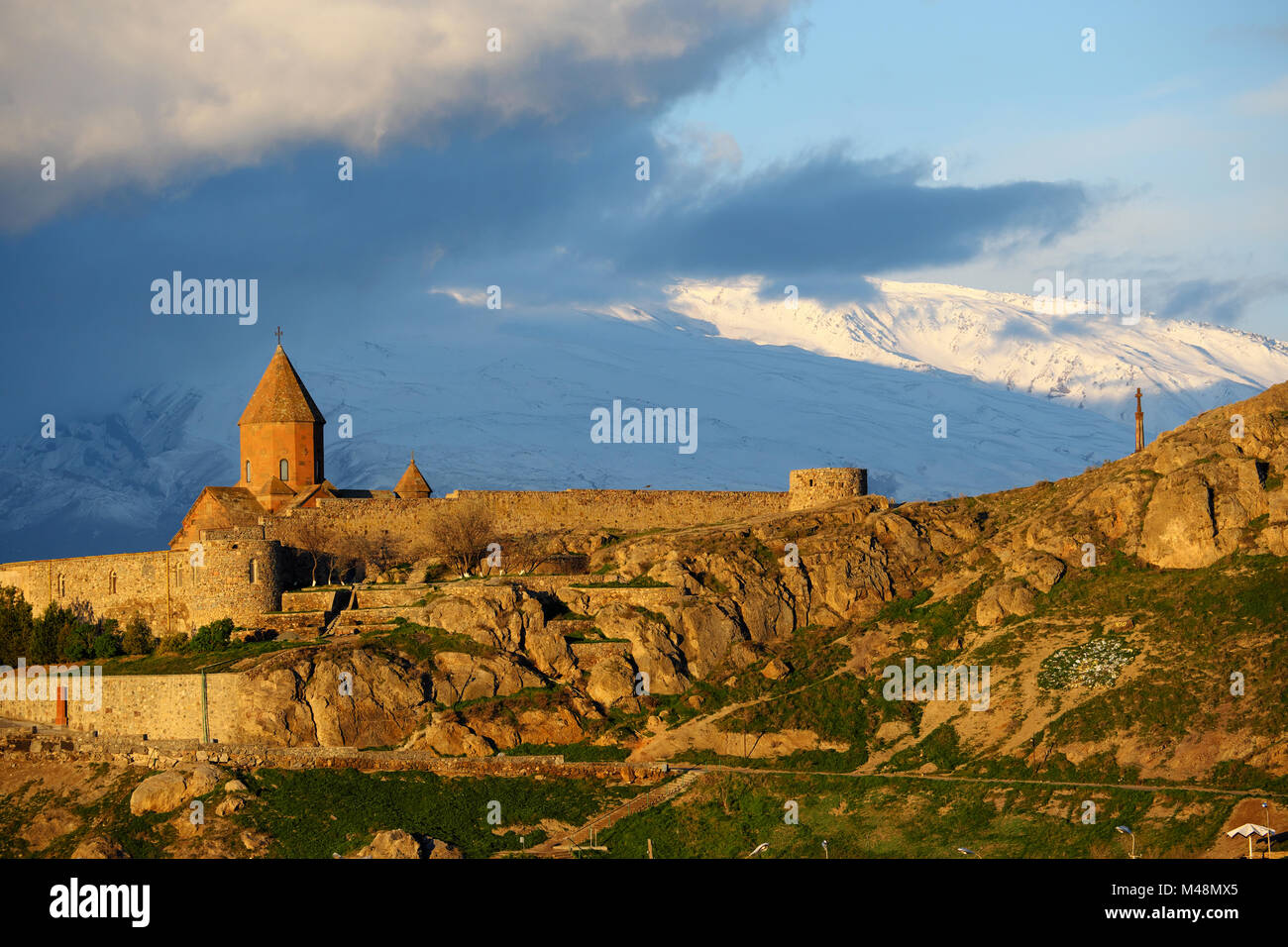 Ancient monastery in front of mountain Stock Photo - Alamy