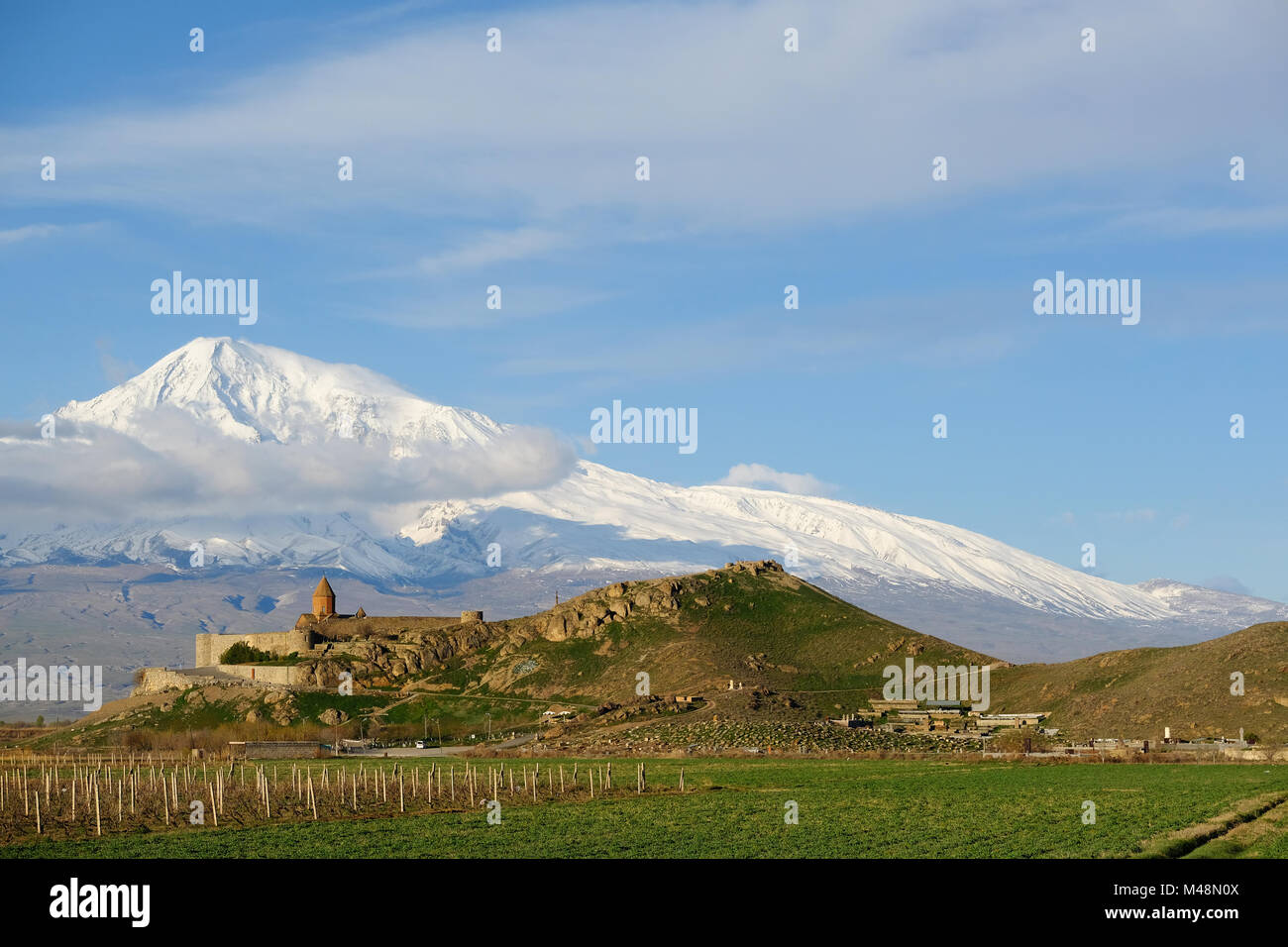Ancient monastery in front of mountain Stock Photo - Alamy