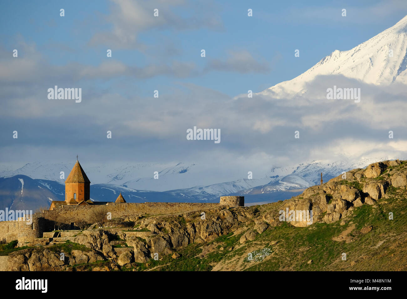 Ancient monastery in front of mountain Stock Photo - Alamy