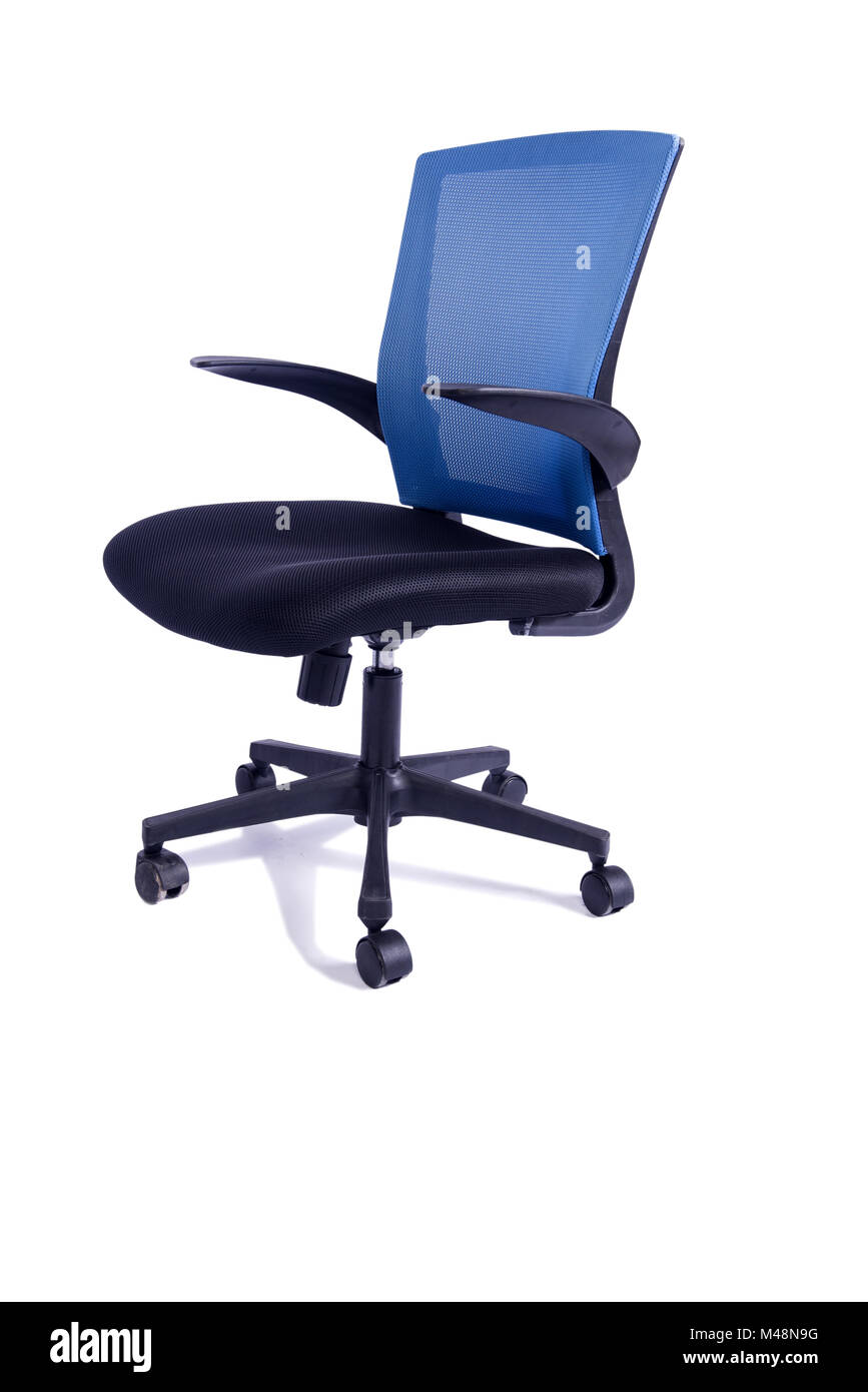 Blue office chair isolated on the white background Stock Photo - Alamy