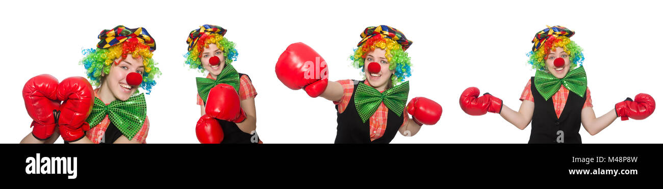 The clown in various poses isolated on white Stock Photo - Alamy