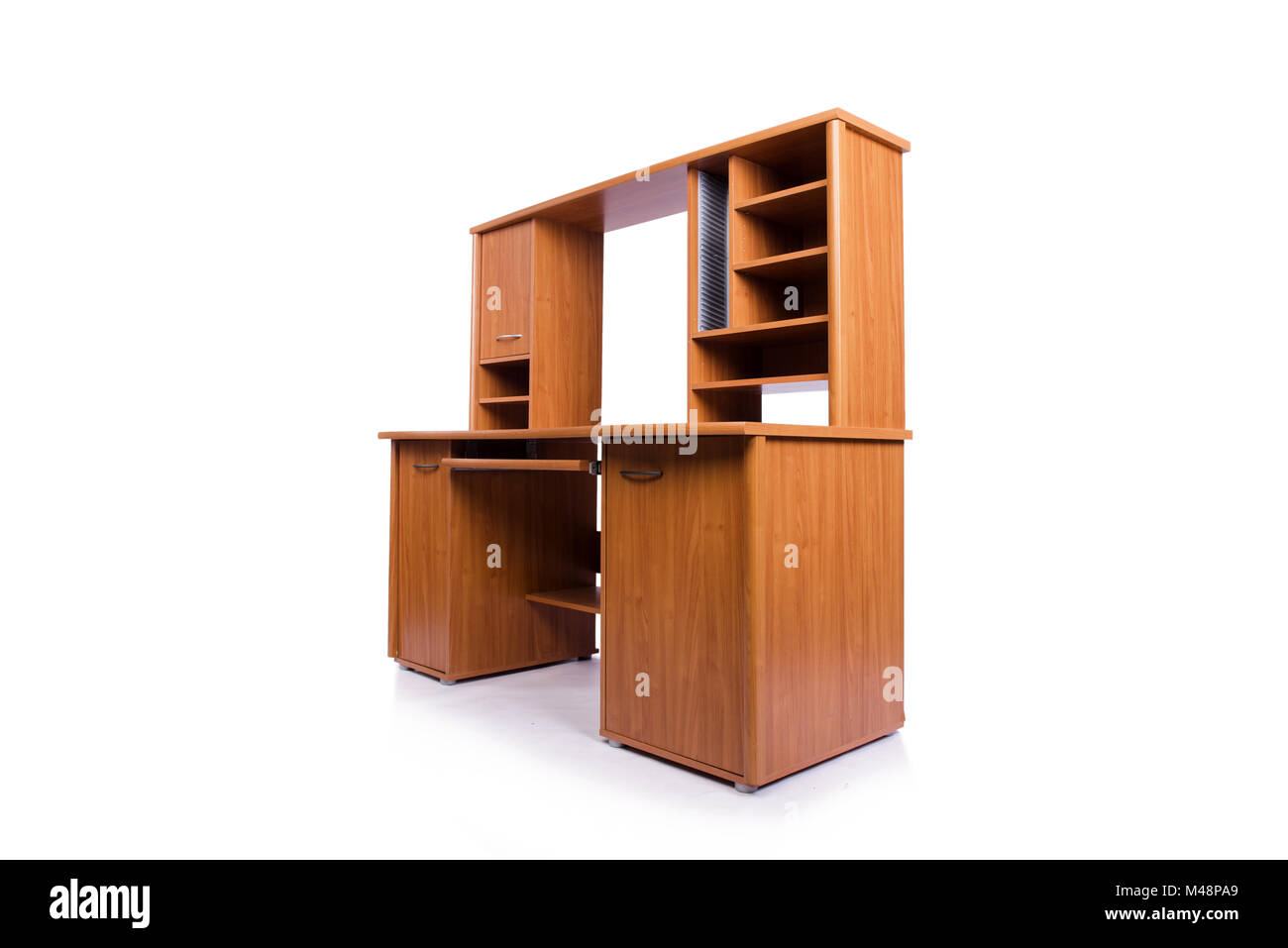 The computer home desk isolated on the white background Stock Photo - Alamy