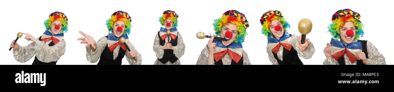 The clown in various poses isolated on white Stock Photo - Alamy