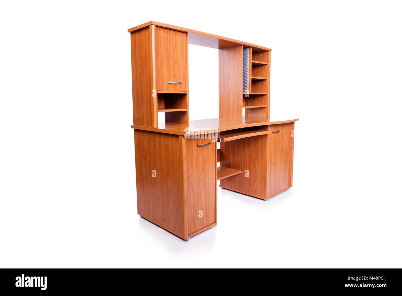 The computer home desk isolated on the white background Stock Photo - Alamy