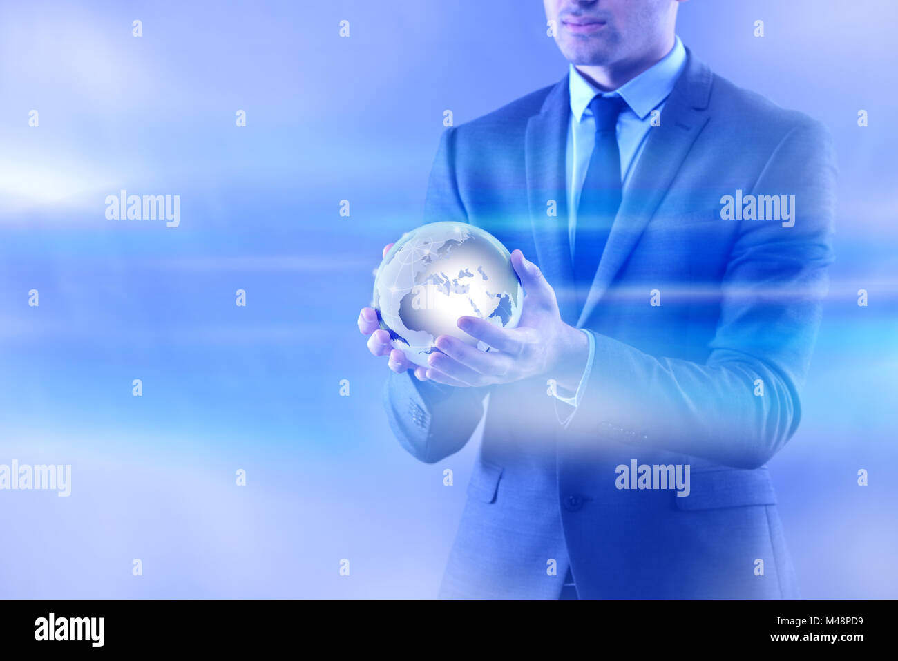 The businessman in globalisation global business concept Stock Photo ...