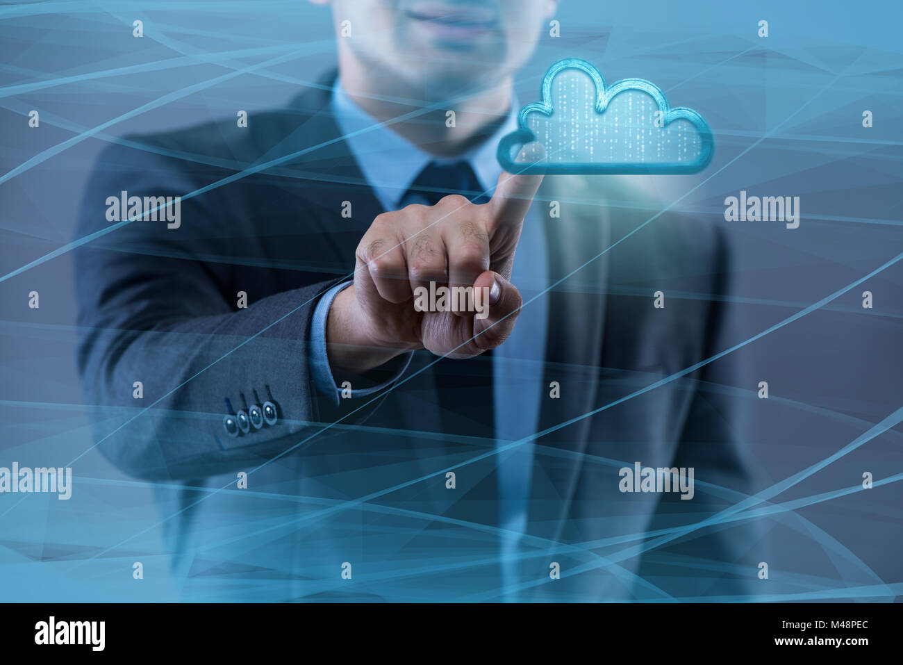The concept of cloud computing with businessman Stock Photo - Alamy