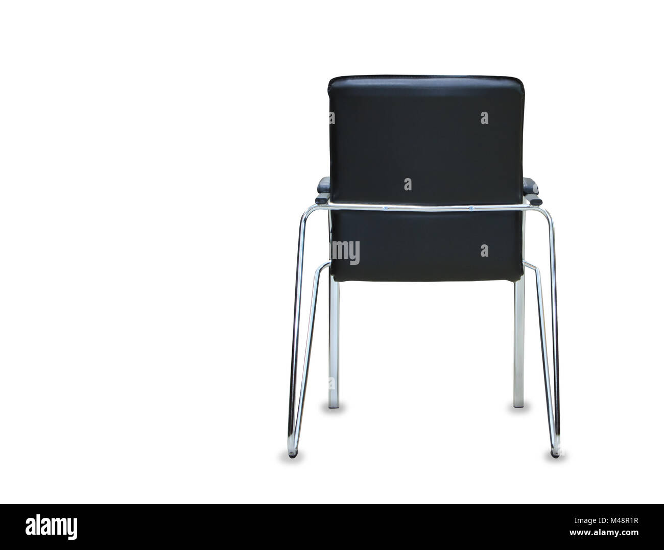 Back view of modern office chair from black leather. Isolated Stock ...