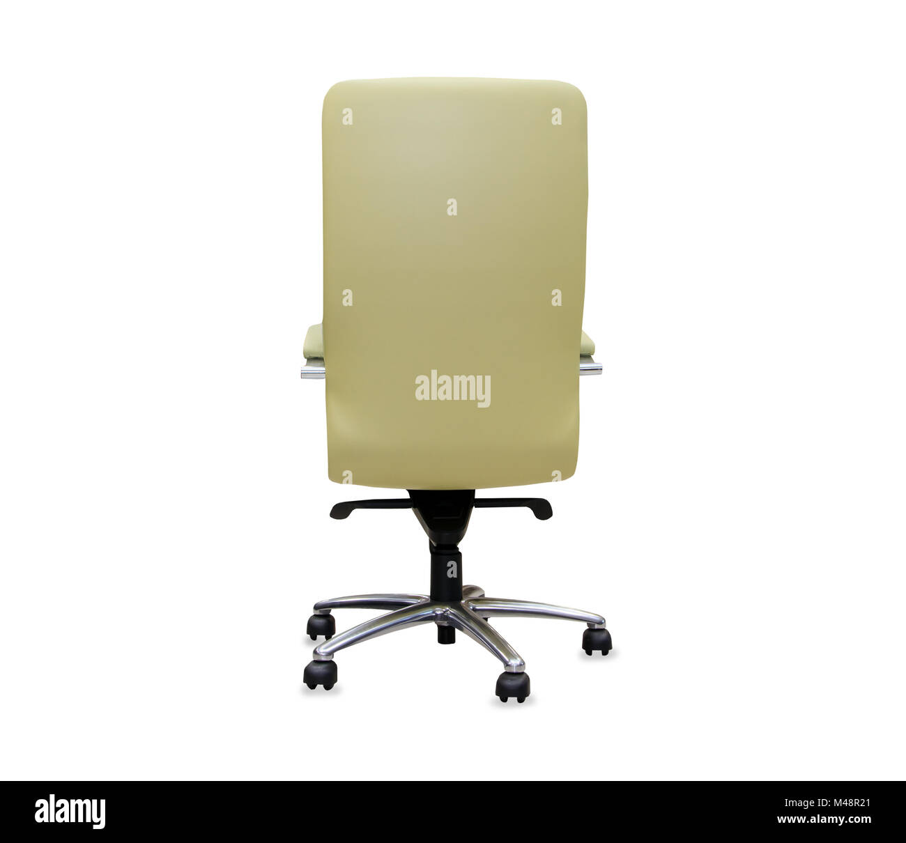 back view of modern office chair from black leather. Isolated Stock ...