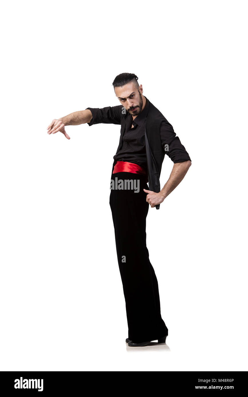 Man dancer dancing spanish dances isolated on white Stock Photo - Alamy