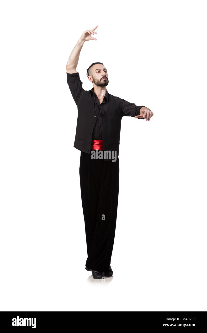 Man dancer dancing spanish dances isolated on white Stock Photo - Alamy