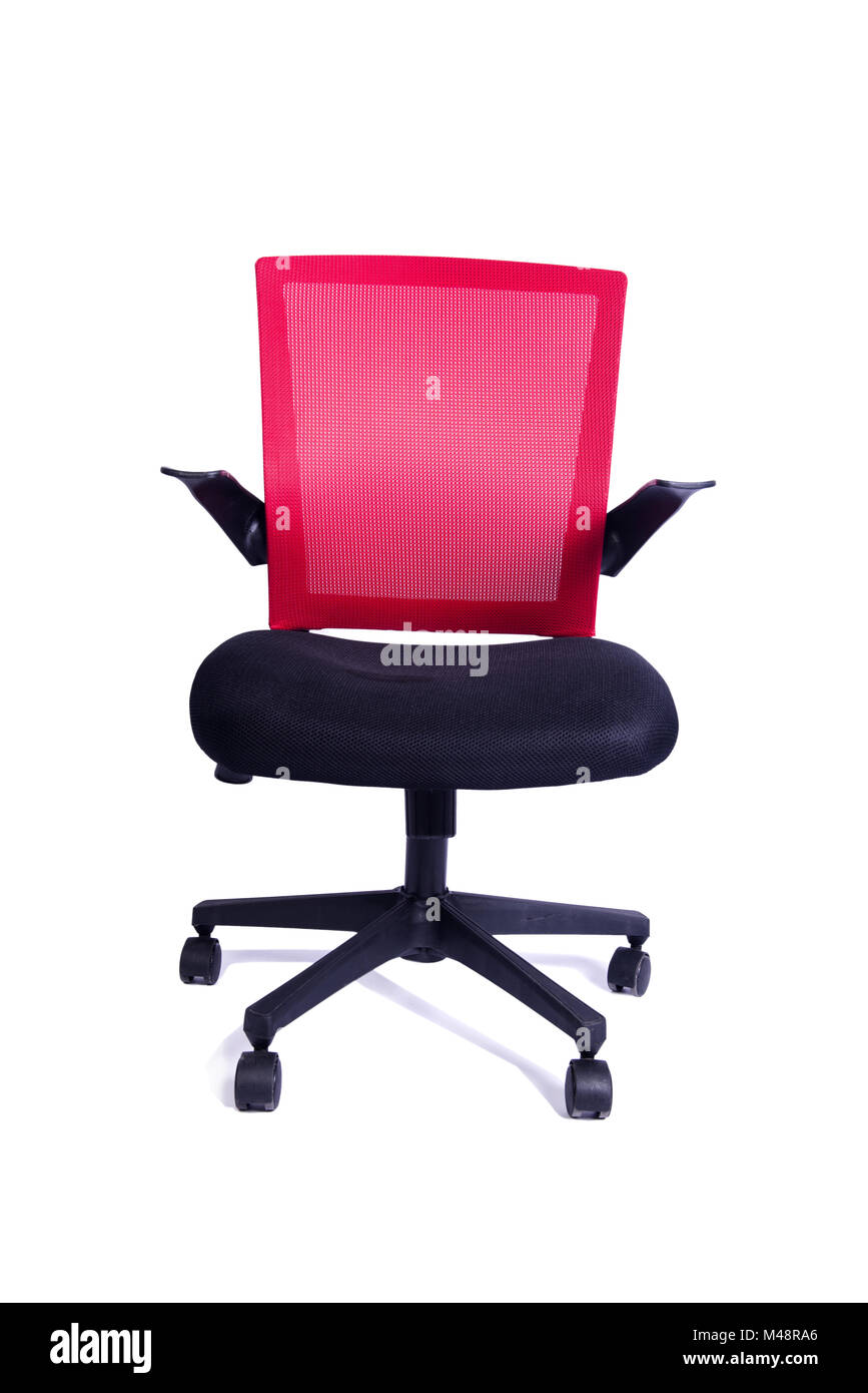 Red office chair isolated on the white background Stock Photo - Alamy
