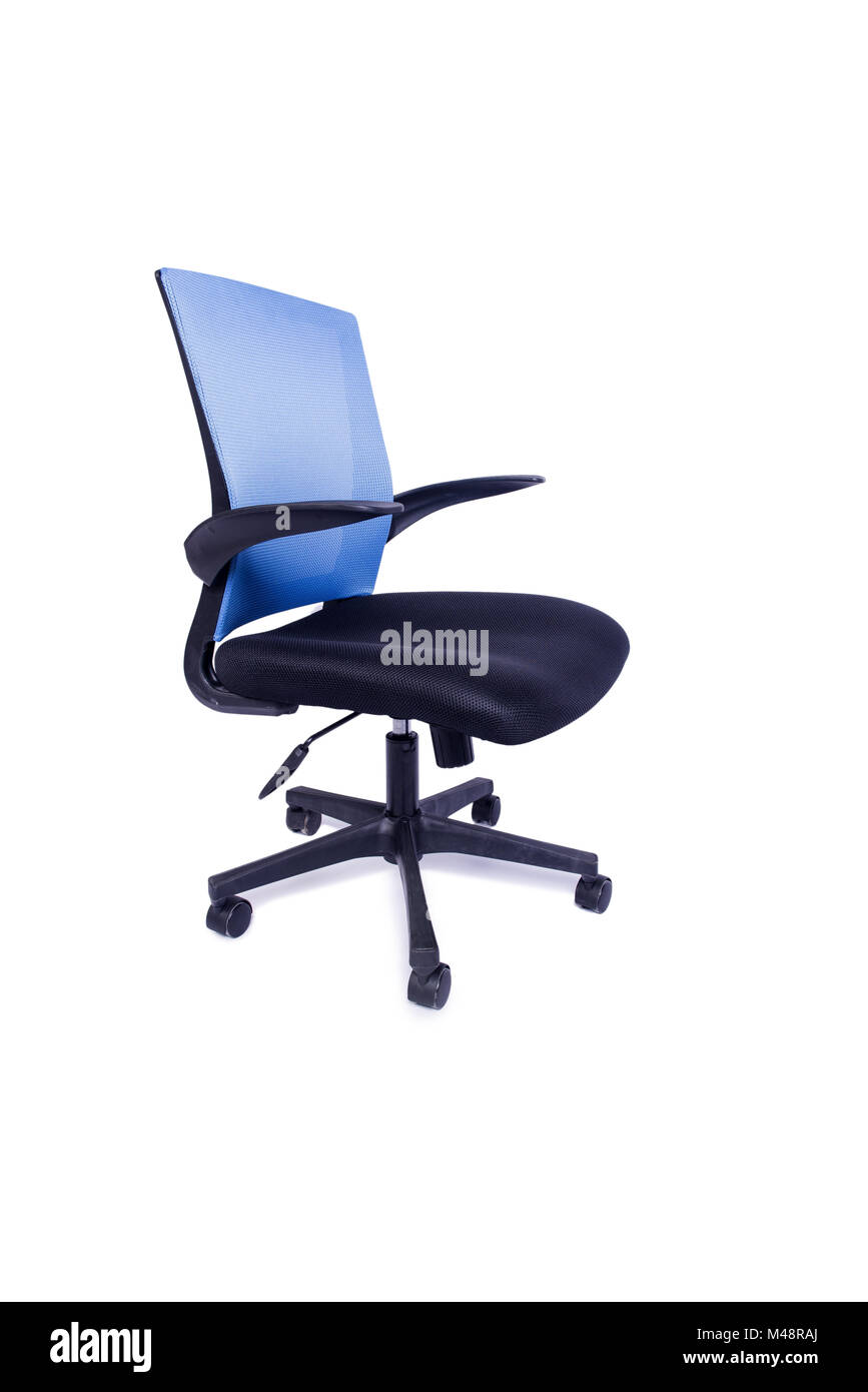 Blue office chair isolated on the white background Stock Photo - Alamy