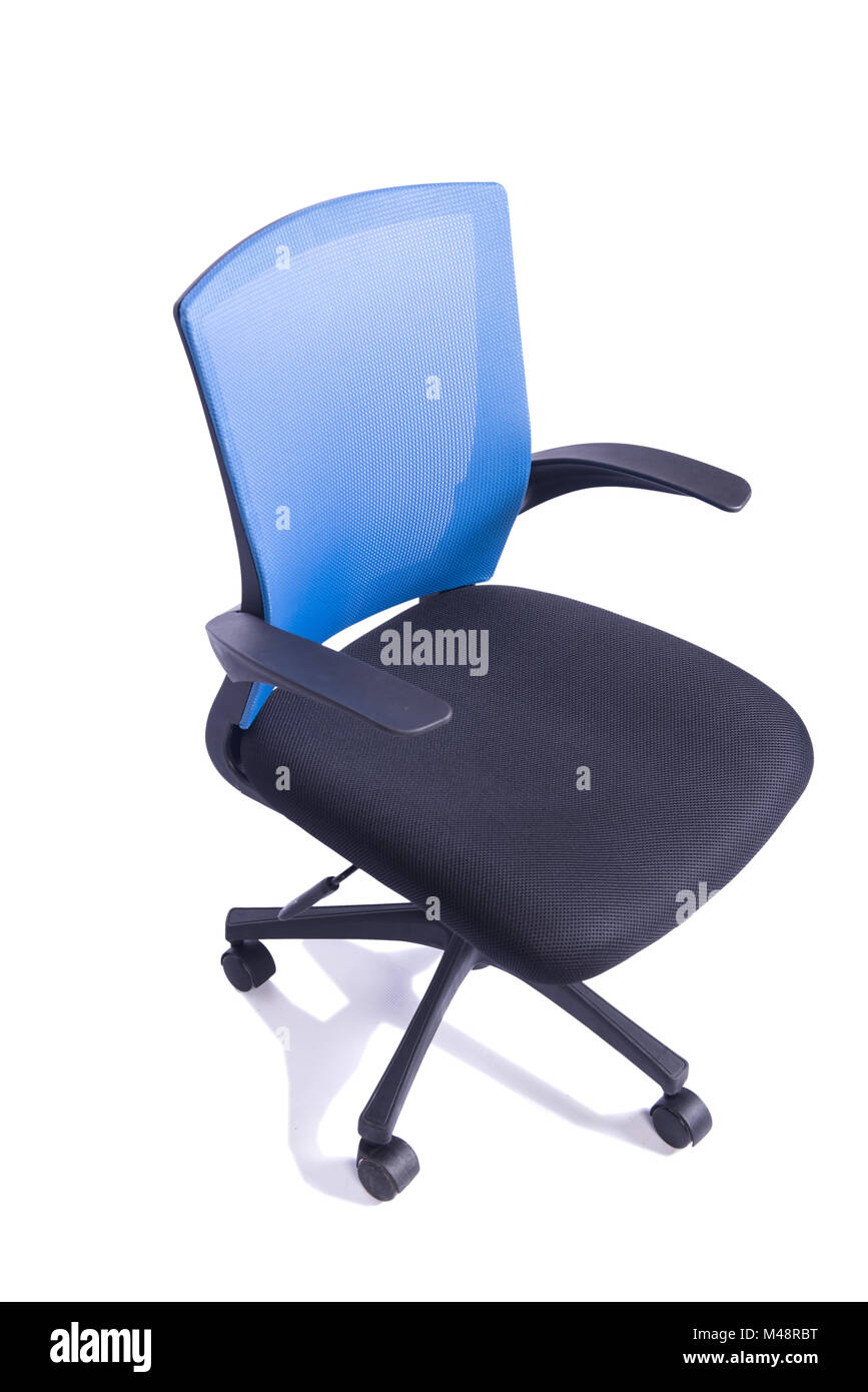 Blue office chair isolated on the white background Stock Photo - Alamy