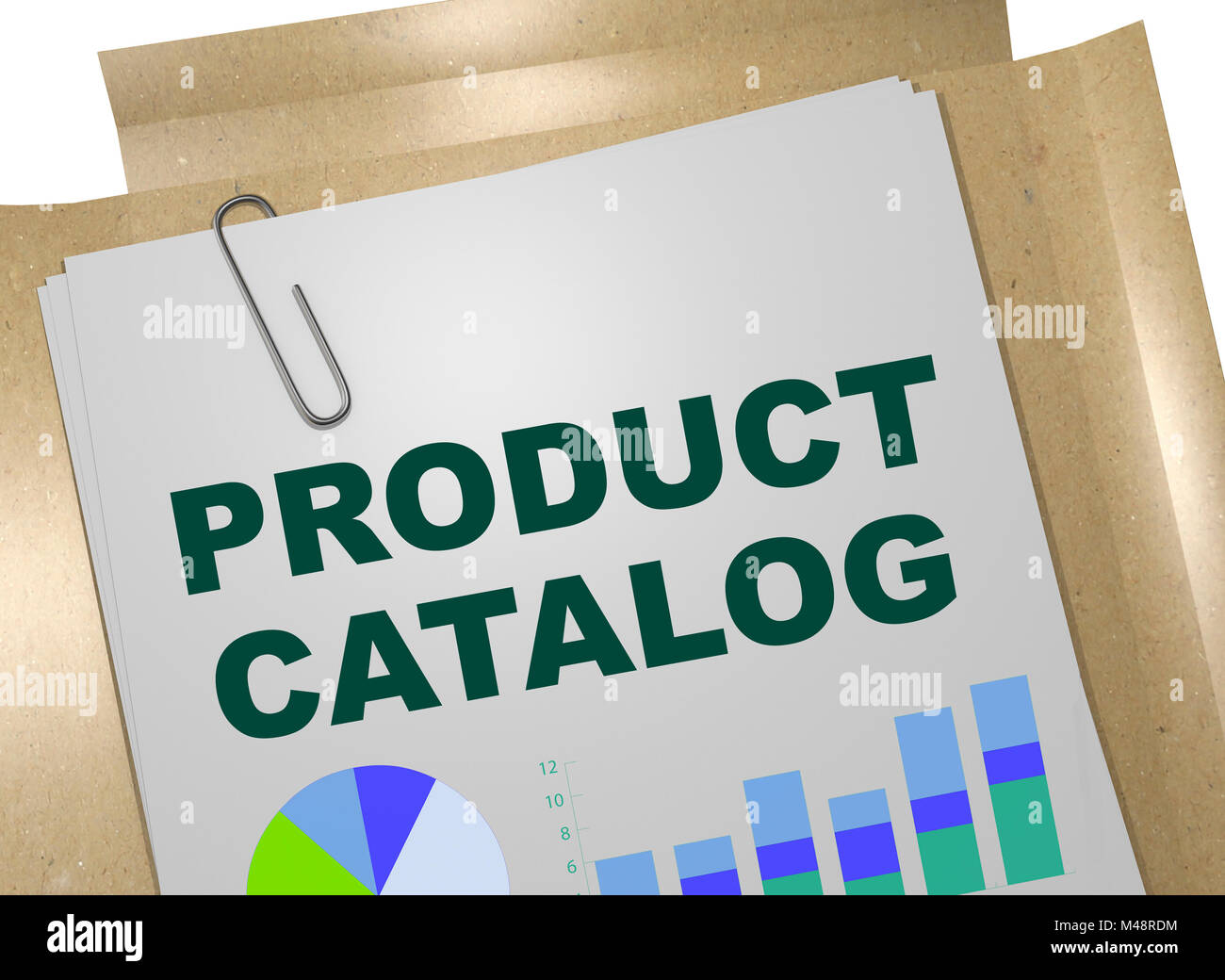 3D illustration of PRODUCT CATALOG title on business document Stock ...
