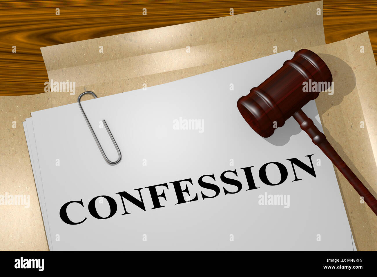 3D illustration of CONFESSION title on legal document Stock Photo - Alamy