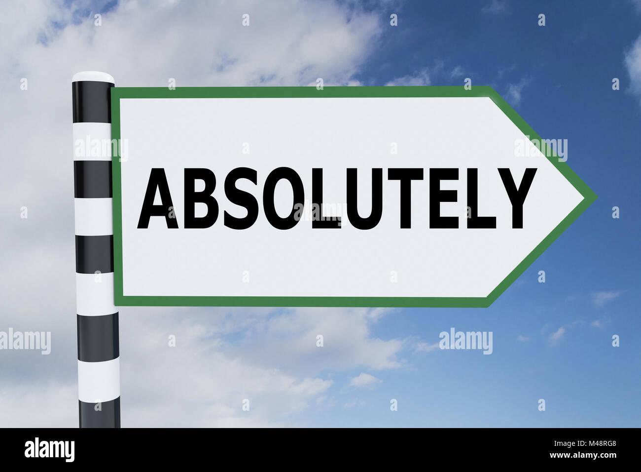 3D illustration of ABSOLUTELY script on road sign Stock Photo - Alamy