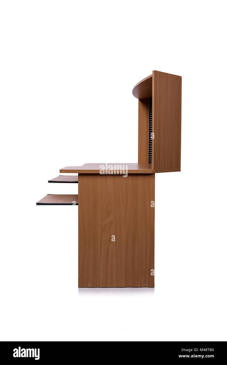 Computer home desk isolated on the white background Stock Photo - Alamy