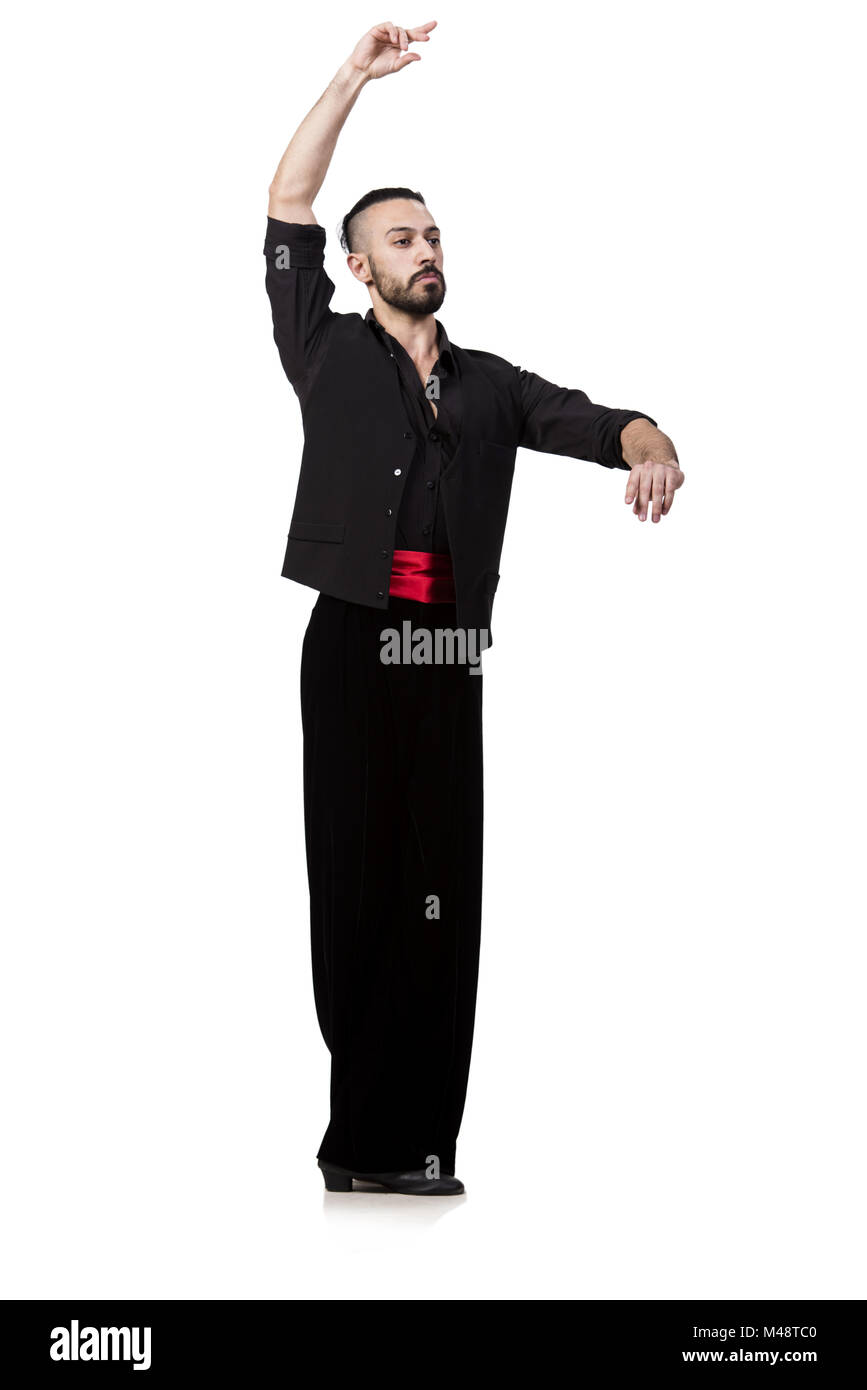 Man dancer dancing spanish dances isolated on white Stock Photo - Alamy
