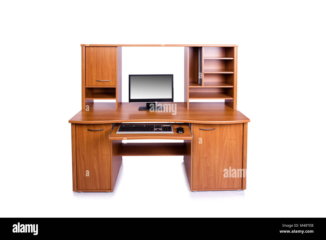 Computer home desk isolated on the white background Stock Photo - Alamy