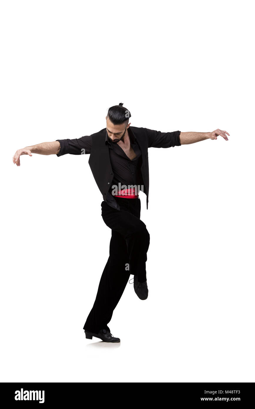 Man dancer dancing spanish dances isolated on white Stock Photo - Alamy